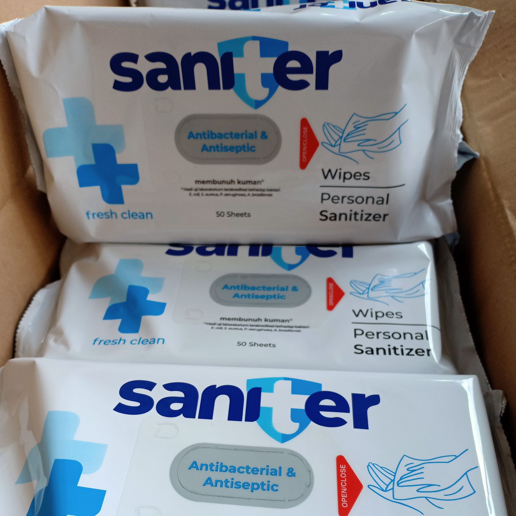 saniter antibacterial & antiseptic wipes 50 s / tissue tisue basah ...