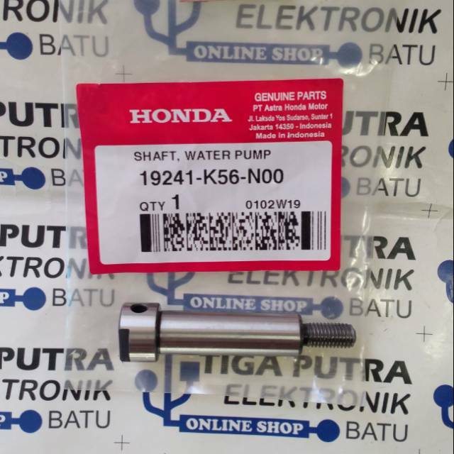Shaft As Water Pump Radiator 19241-K56-N00 Original Honda Sonic Supra ...