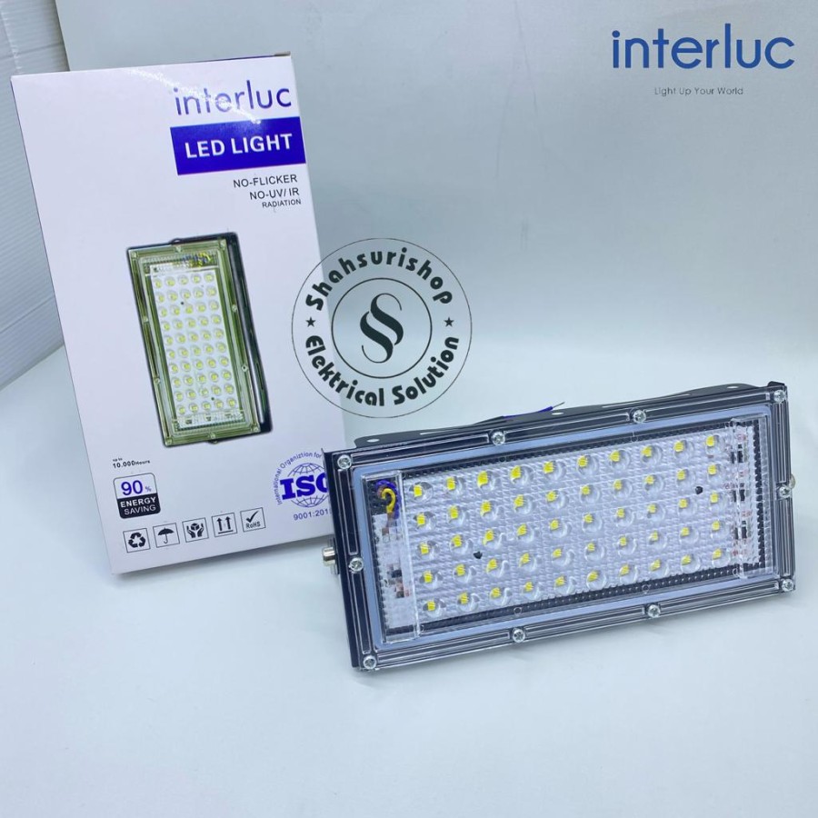 INTERLUC LED LIGHT 50W 50 WATT LAMPU SOROT MINI MURAH NO FLICKER NO UV ...