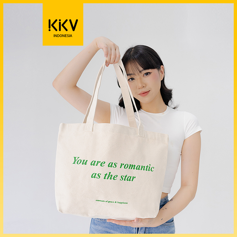 KKV Dunns•SYC Tas Tote Green Letters Bag Kanvas Korea Premium Size ...