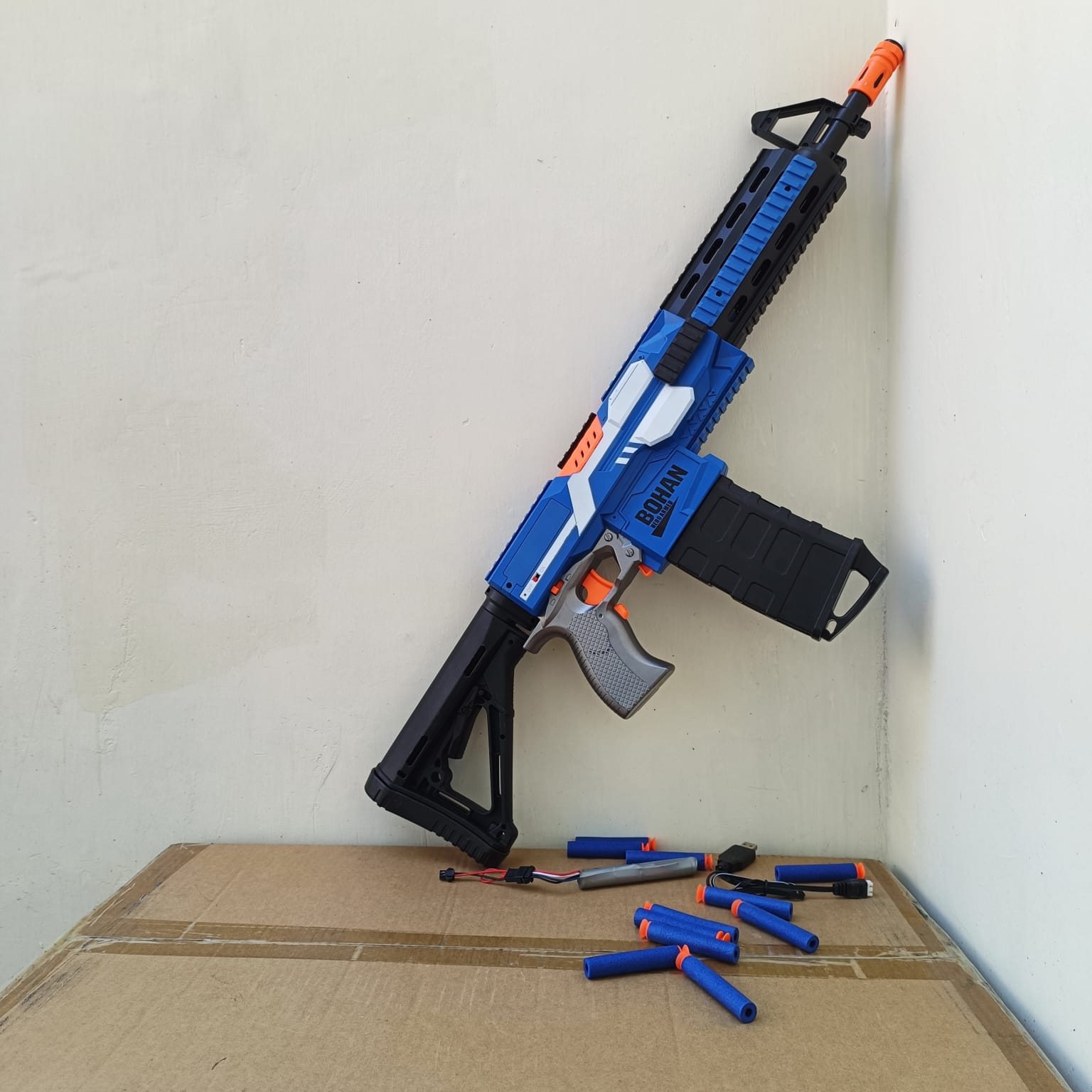 Mainan semi auto gun panjang 78 cm soft bullet blaster gun mainan ...
