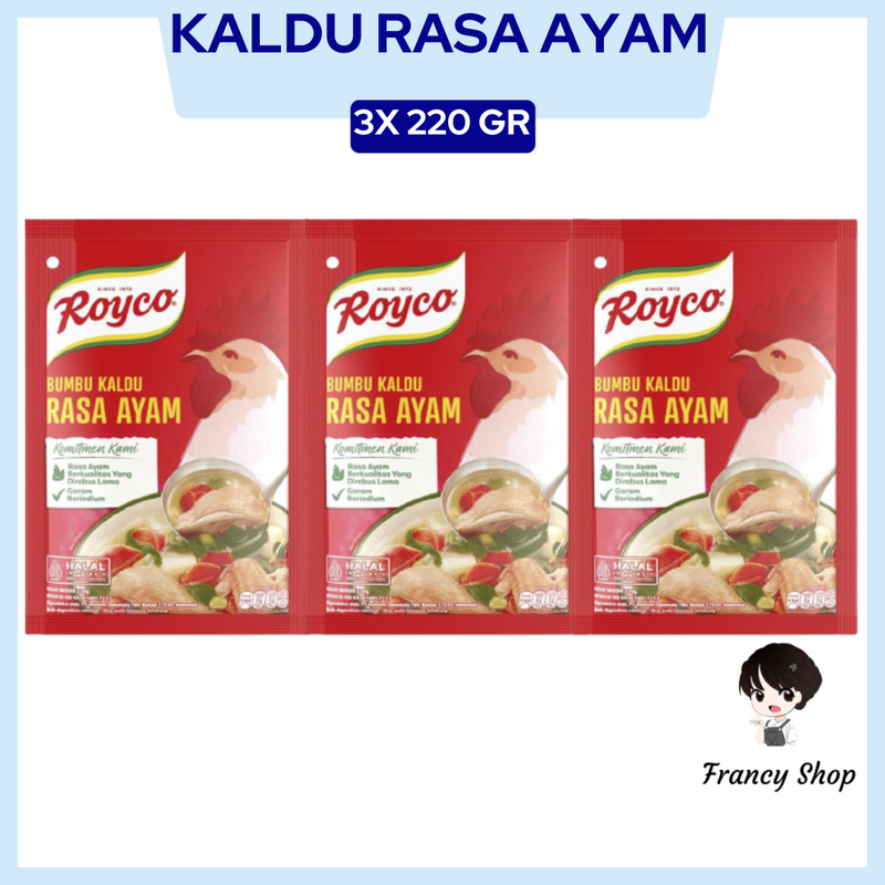 Paket Murah Royco Bumbu Kaldu Penyedap Rasa Ayam 220 gr x3 Pcs | Lazada ...