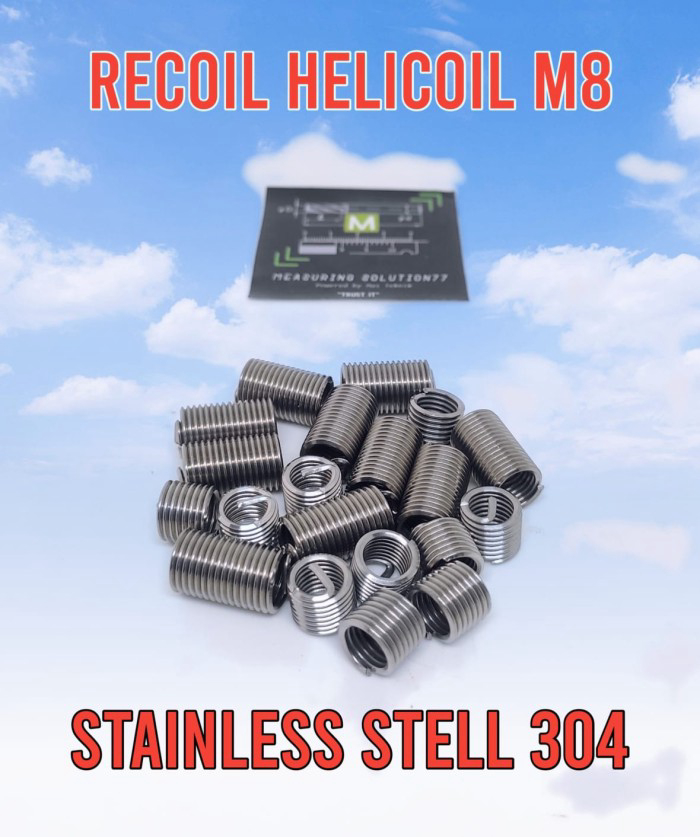 Thread Repair Recoil Helicoil M8 Stainless Steel 304 Perbaikan drat M8 ...
