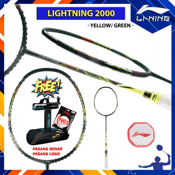 Raket Badminton Original Lining Lightning 2000 AYPR014-1 Yellow Green ...