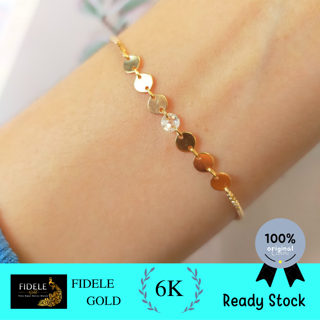 Gelang permata serut emas asli 30% emas kuning kadar muda emas 300 ...
