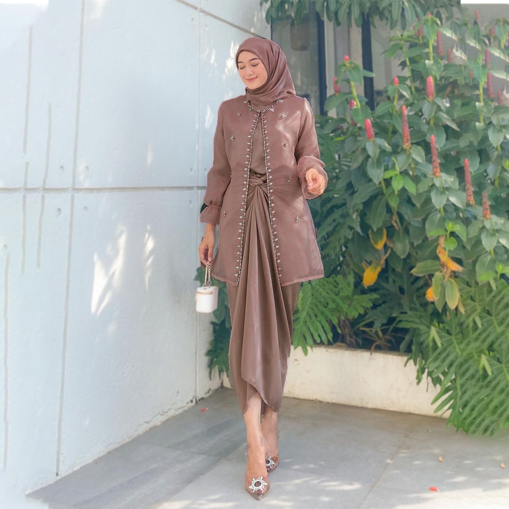 ONE SET JEMA Outer Dress Brukat tunangan Kodangan Gamis Modern Baju ...