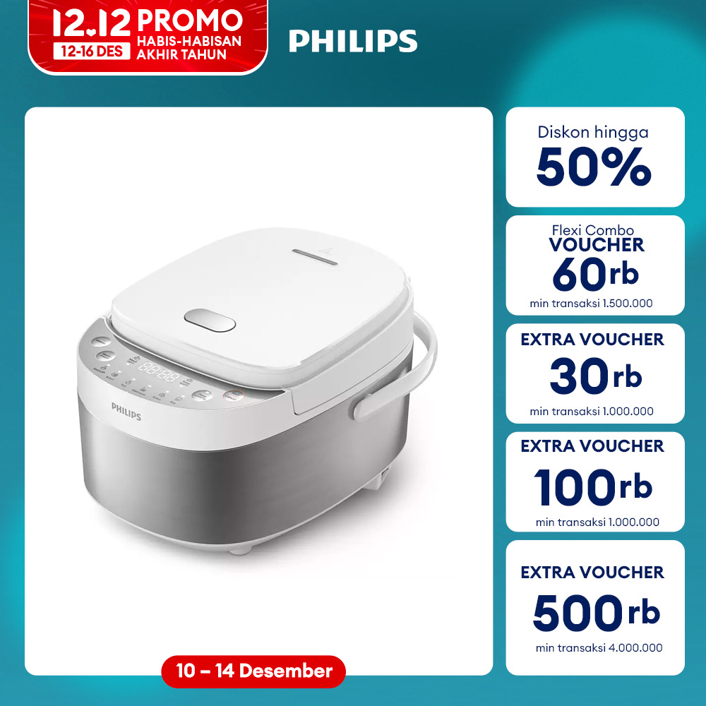 Philips 0.85L Digital Mini Rice Cooker HD3170/33 - White, Inner Pot ...