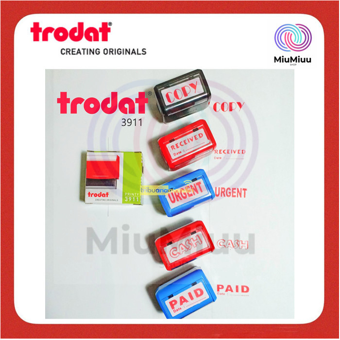 STEMPEL SIAP PAKAI TRODAT 3911 TULISAN LUNAS PAID 38 X 14 MM | Lazada ...