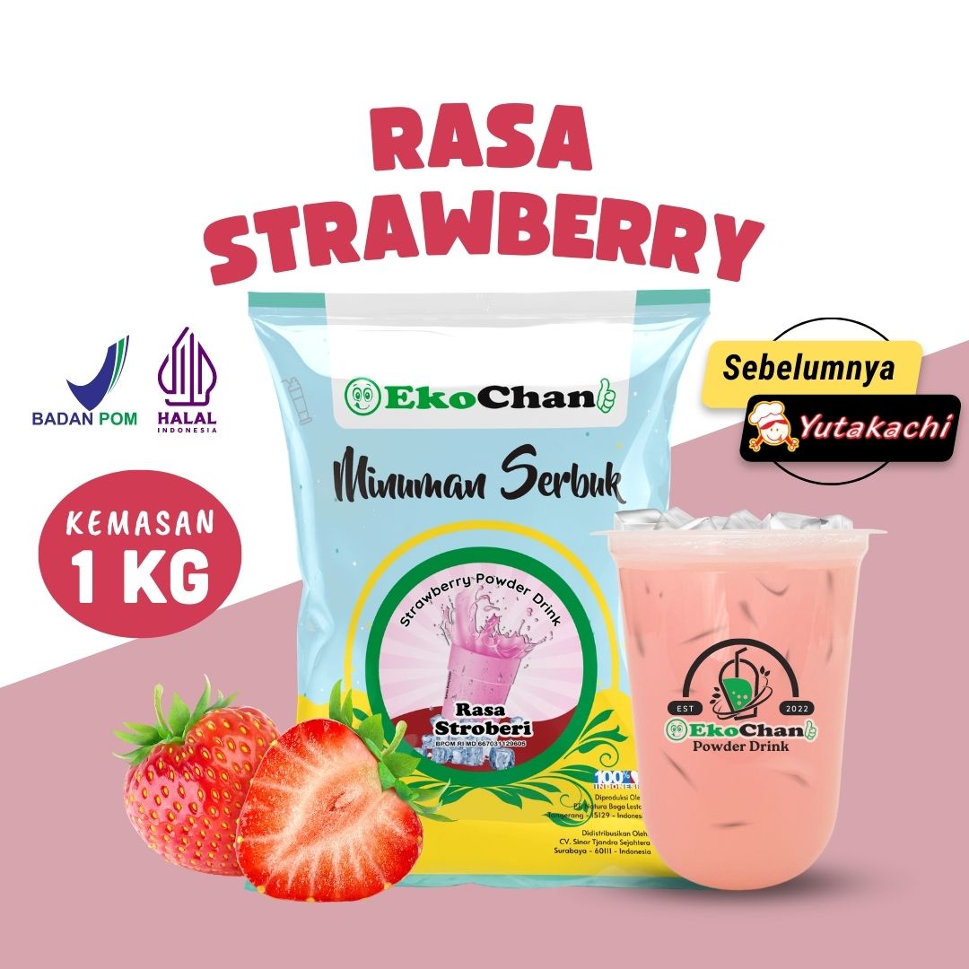 Bubuk Minuman Rasa Strawberry 1kg EkoChan / Serbuk Minuman Instan ...