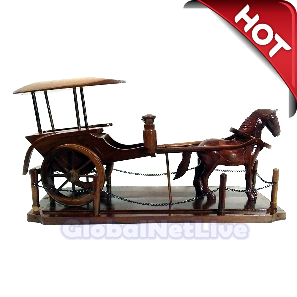 Miniatur Andong Delman Kereta Kuda Gerobak Sapi Cikar Jogja Logam & Kayu Jati | Lazada Indonesia
