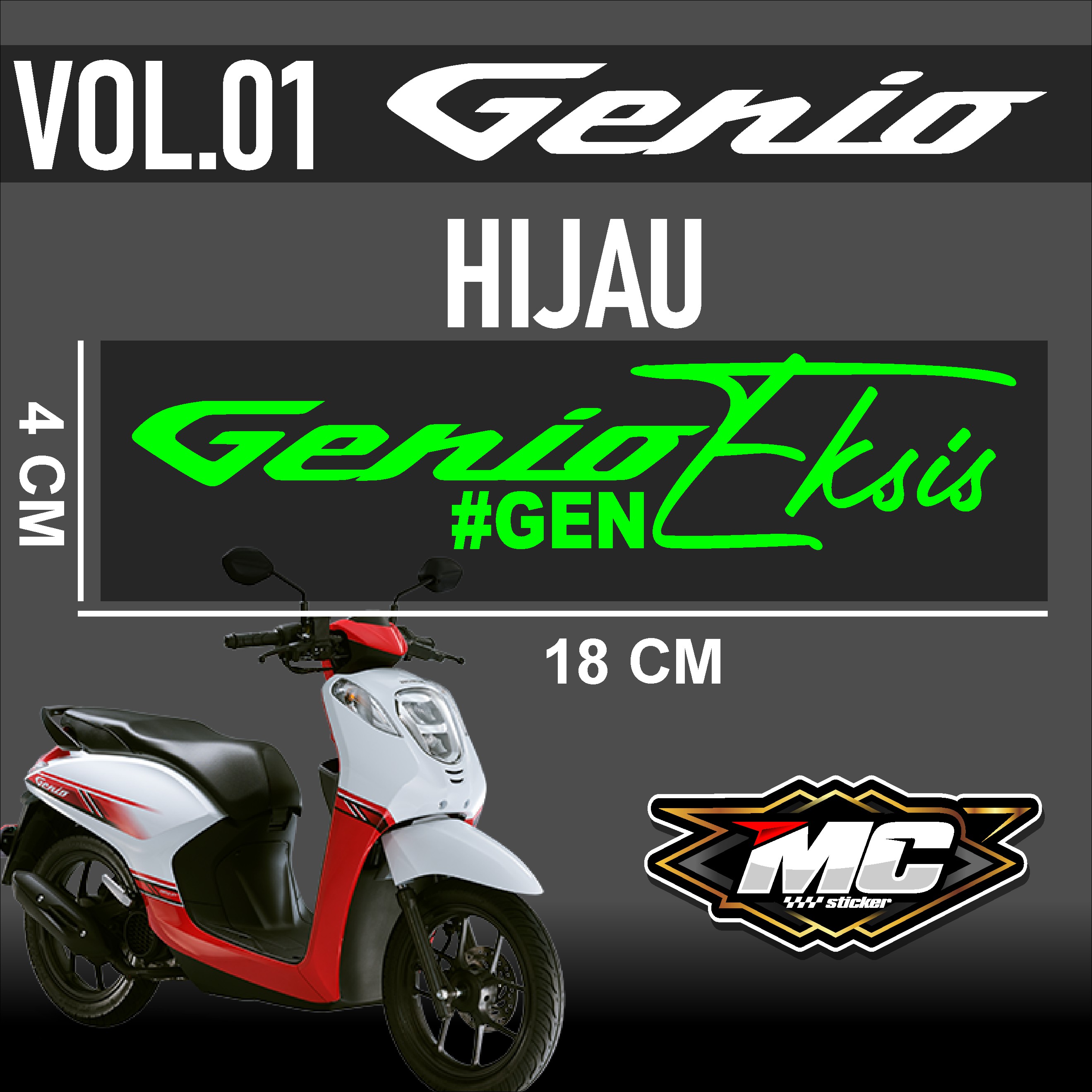 Stiker Cutting Genio - Aksesoris Motor Sticker Lis Variasi Honda Genio ...