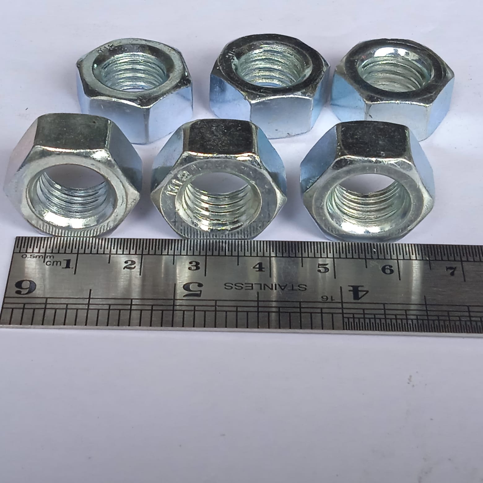 MUR PUTIH M12 KUNCI 19 MUR HEX NUT 12MM MUR GALVANIS M12 PITCH DRAT 1. ...