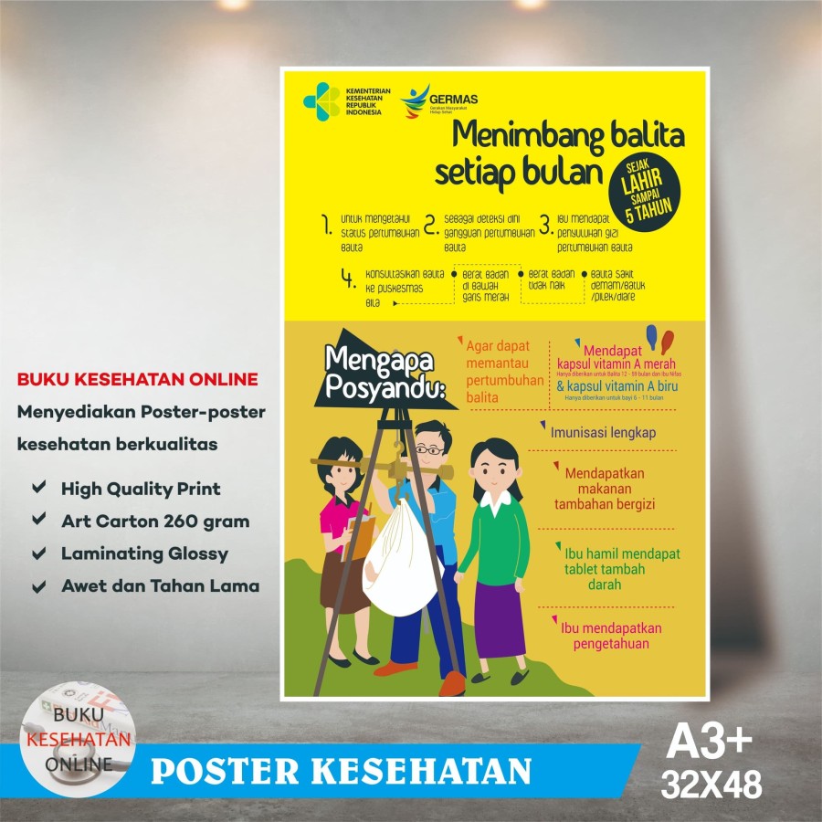 Poster Kesehatan Timbang Balita di Posyandu - Laminating Glossy ...