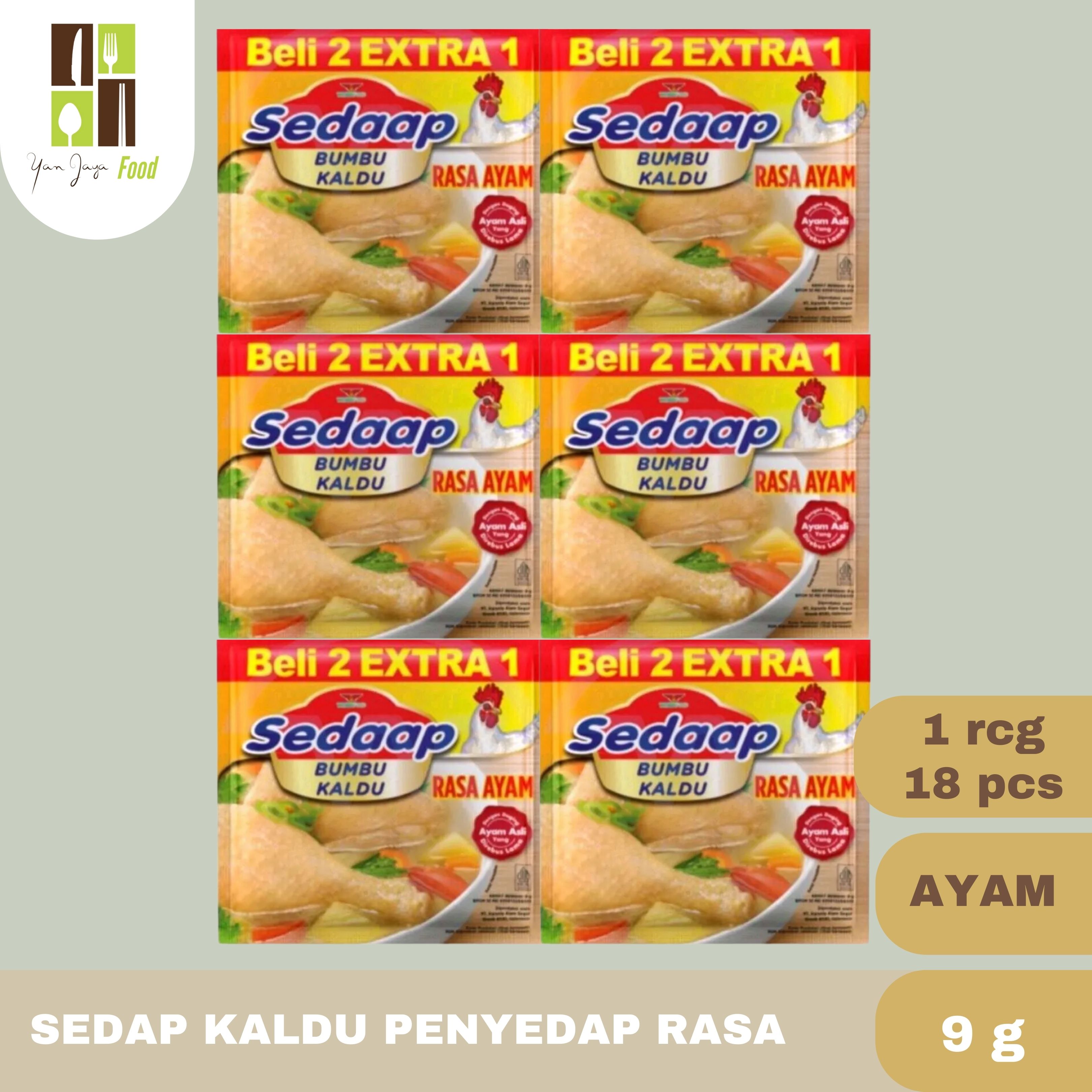 Sedap Bumbu Kaldu Garing Penyedap Rasa Ayam/ Sapi 9GR 1 Renceng / 18 ...