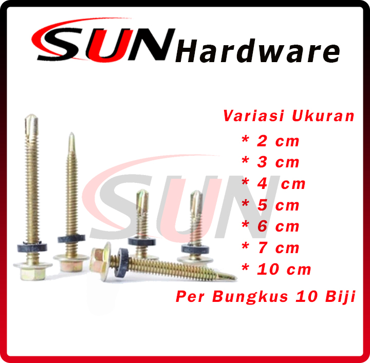 Baut Baja Ringan 2 3 4 5 6 7 10 Cm Isi 10 Pcs Baut Sekrup Skrup Roofing ...