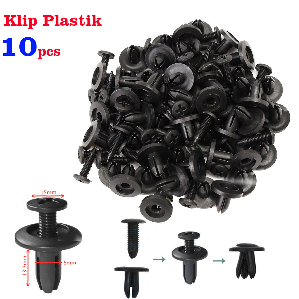 10pcs klip plastik 6mm bemper mobil - baut rivet kancing plastik - clip ...