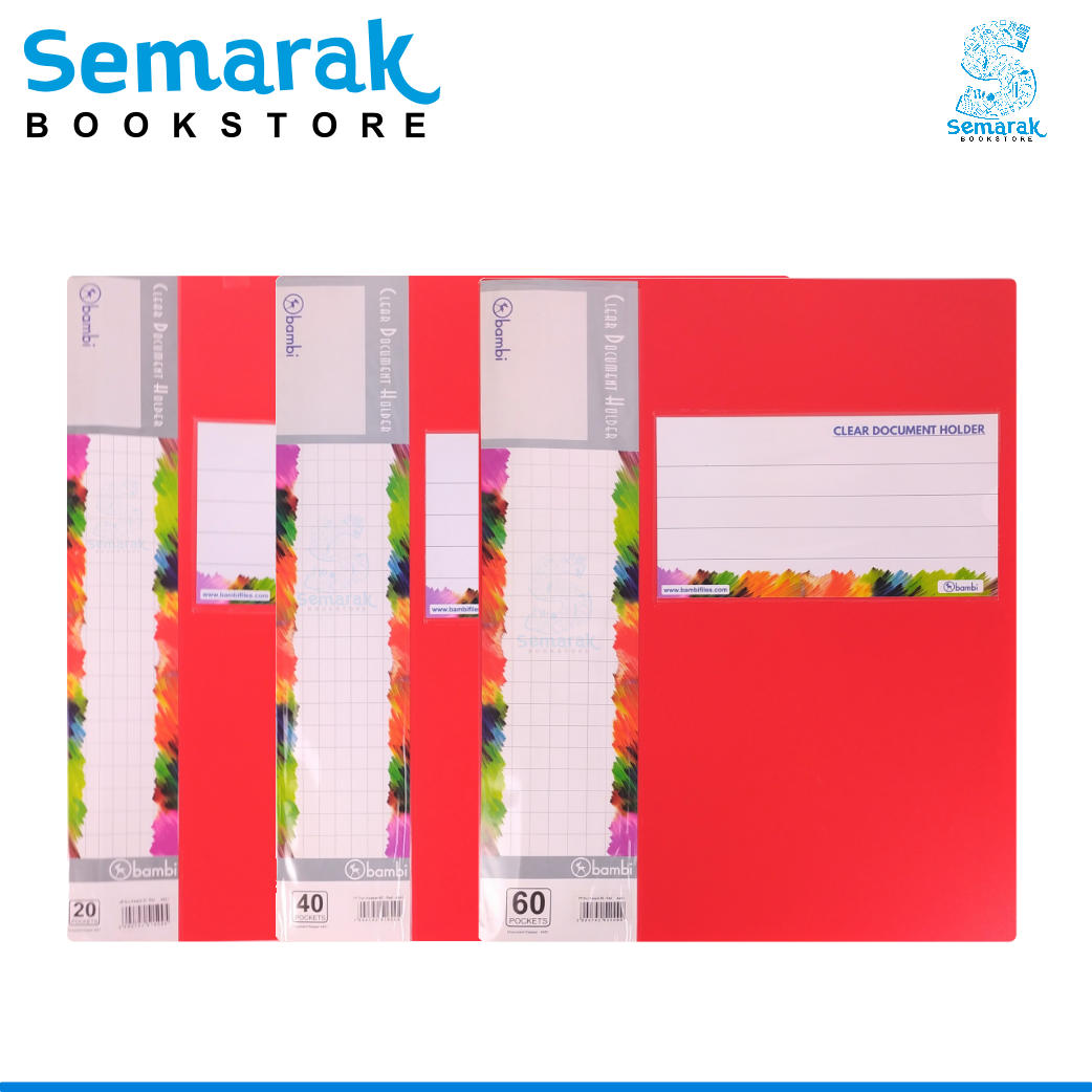 Bambi Clear Document Holder Map Dokumen 20 / 40 / 60 Pocket - Red ...