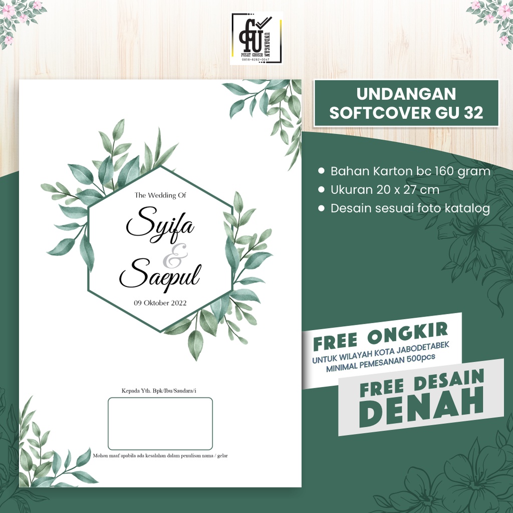 Undangan Pernikahan Soft Cover Motif Bingkai Daun Aesthetic Proses ...