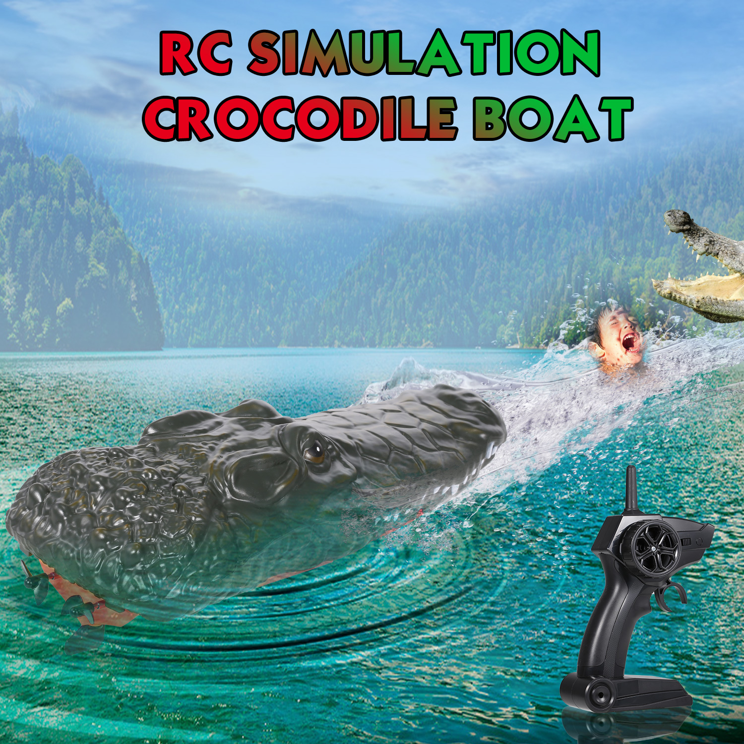 RC Boat for Kids Adult Simulation Crocodile Head Electric Racing Boat ...