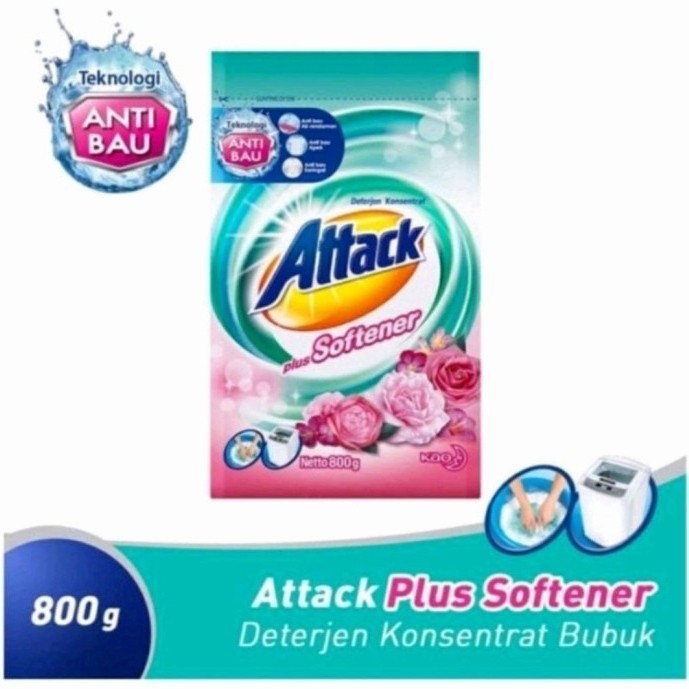 Attack Powder Detergent Plus Softener / Sabun Cuci Bubuk Pelembut 800g ...