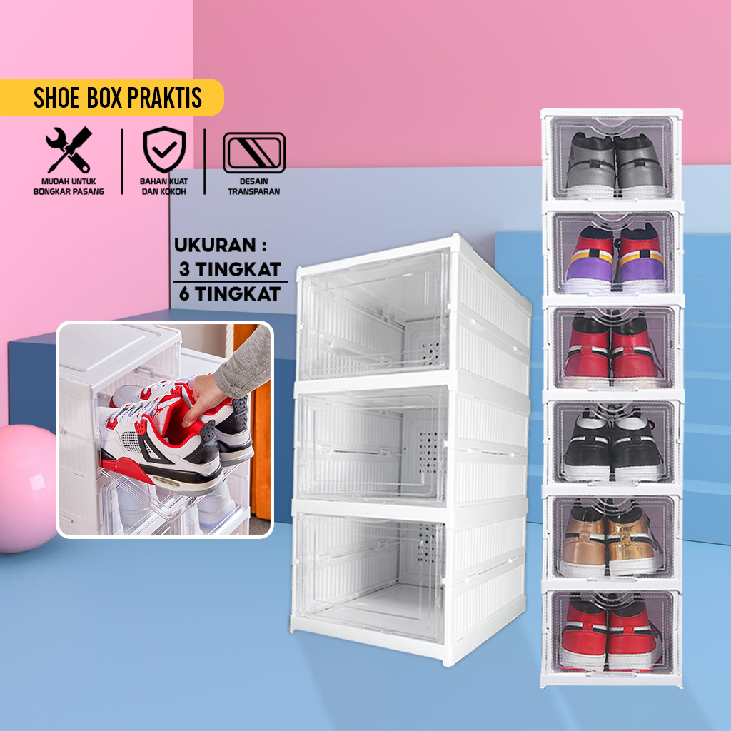 MD-C867 Rak Sepatu Lipat Anti Debu Lemari Multifungsi Serbaguna / Rak ...