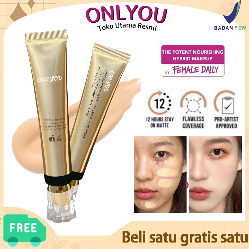 ONLYOU Foundation Waterproof Onlyou Concealer Krim Pelembab mengecilkan ...