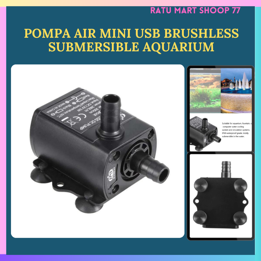 READY QIAORAN Pompa Air Mini USB Brushless Submersible Aquarium 5V ...