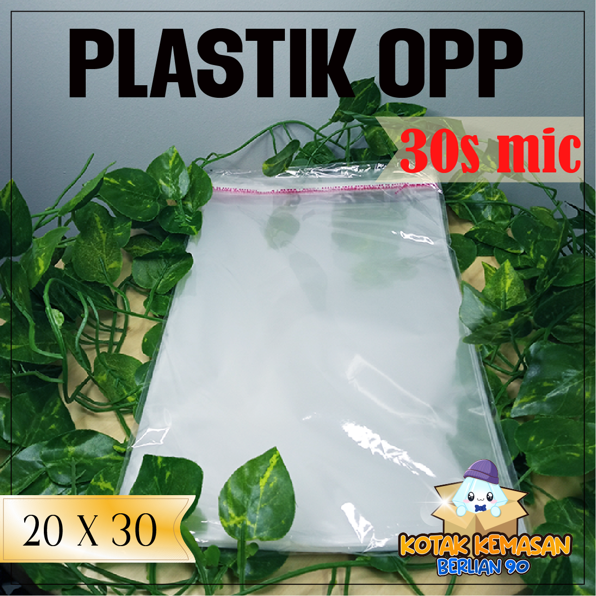 Plastik opp kemasan 30s 20x30 plastik opp lem Plastik Opp Seal plastik bening tebal isi 100 ...