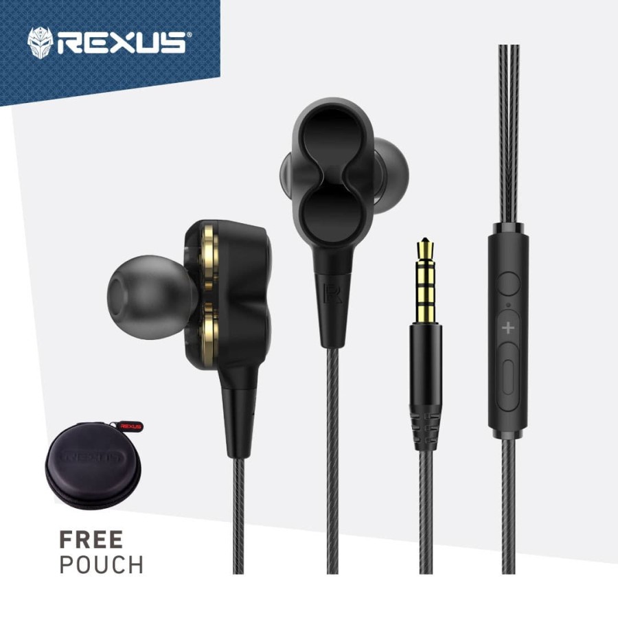 Rexus Earphone Gaming EP3 Dual Driver With Mic HITAM | Lazada Indonesia