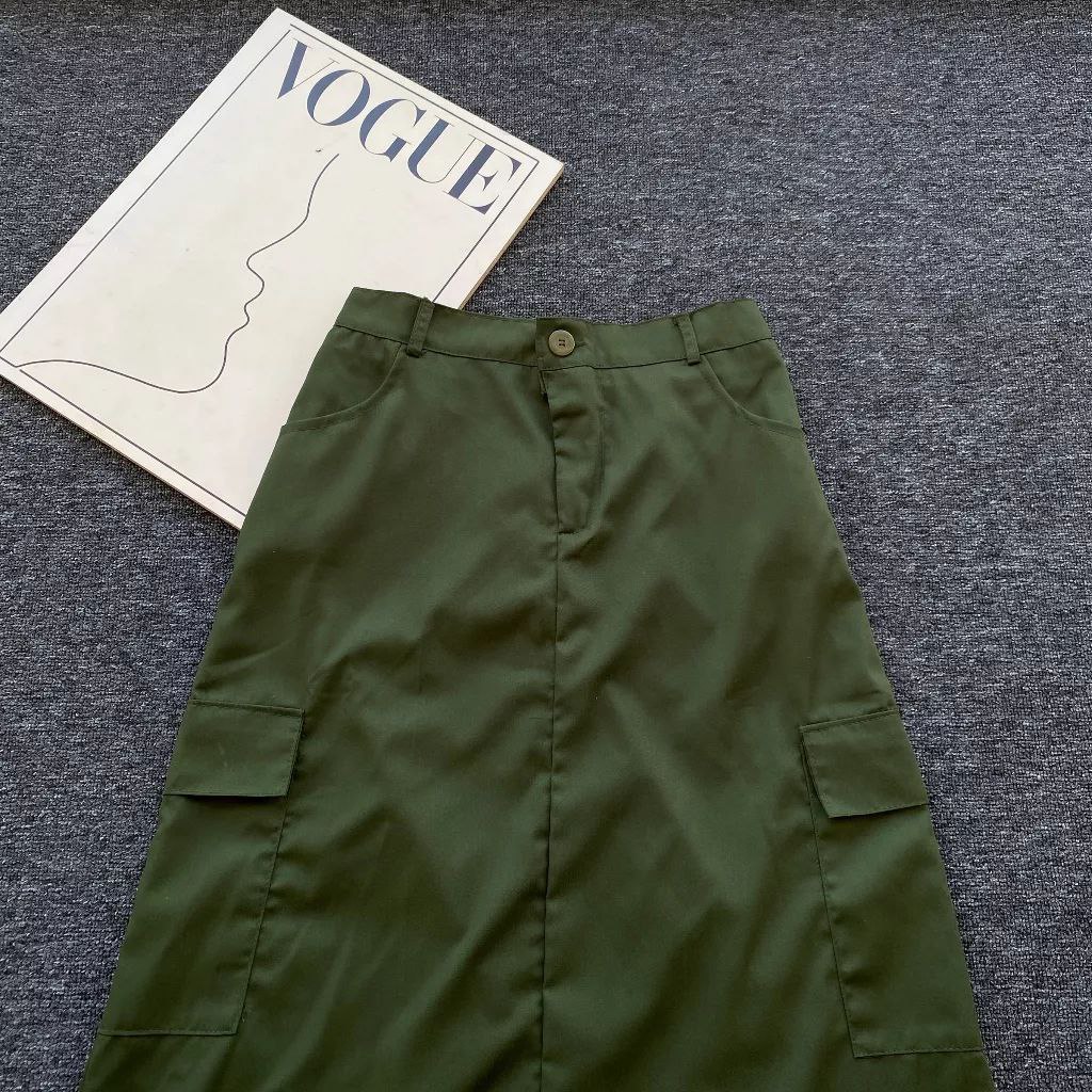 Kenzy Cargo Skirt Rok Korean Style Katun Rok Cargo Wanita - Rok Chinos ...