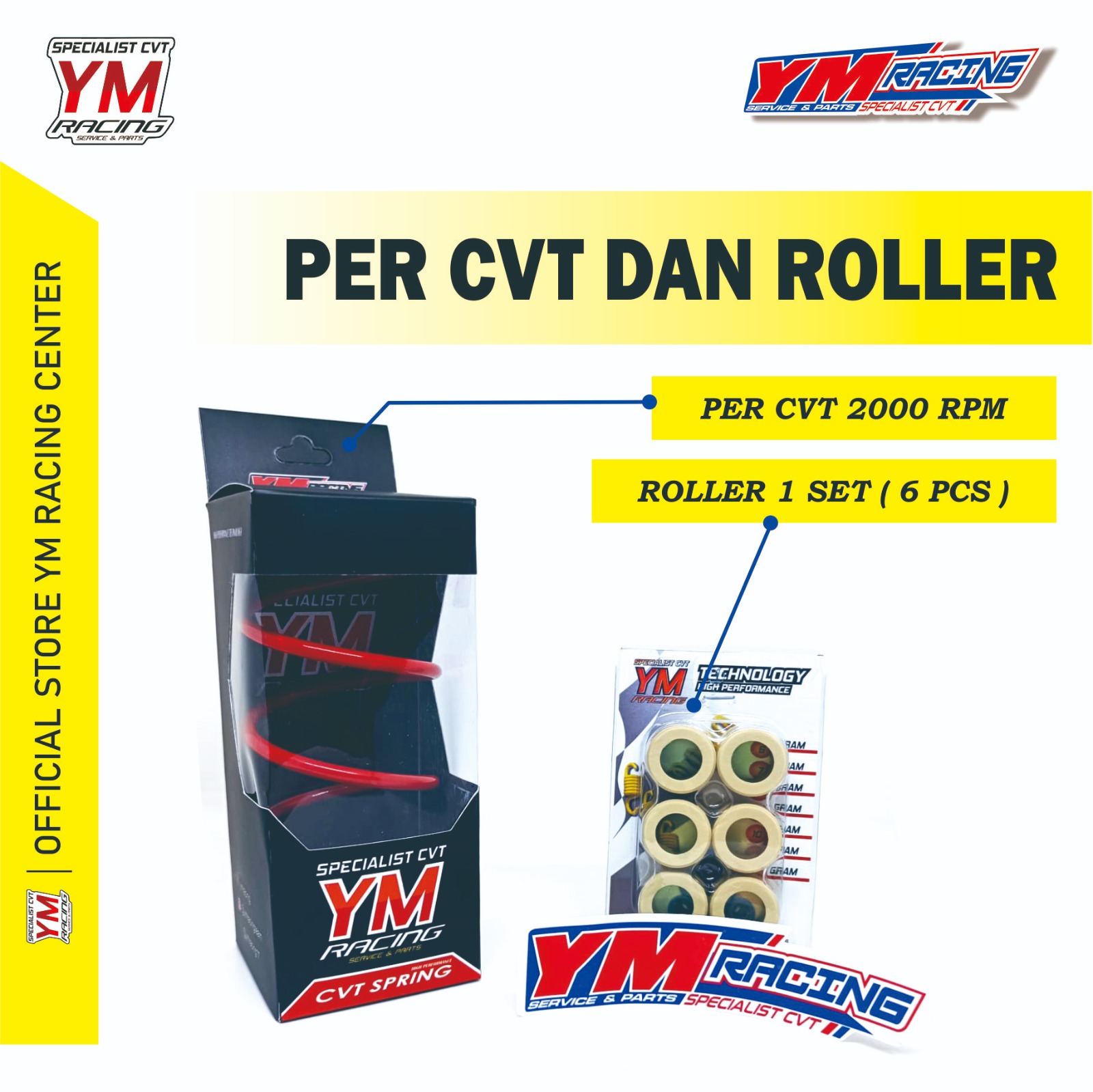 UPGRADE PER CVT 2000 RPM PLUS ROLLER SET 6 BUTIR ALL MATIC // PER CVT ...