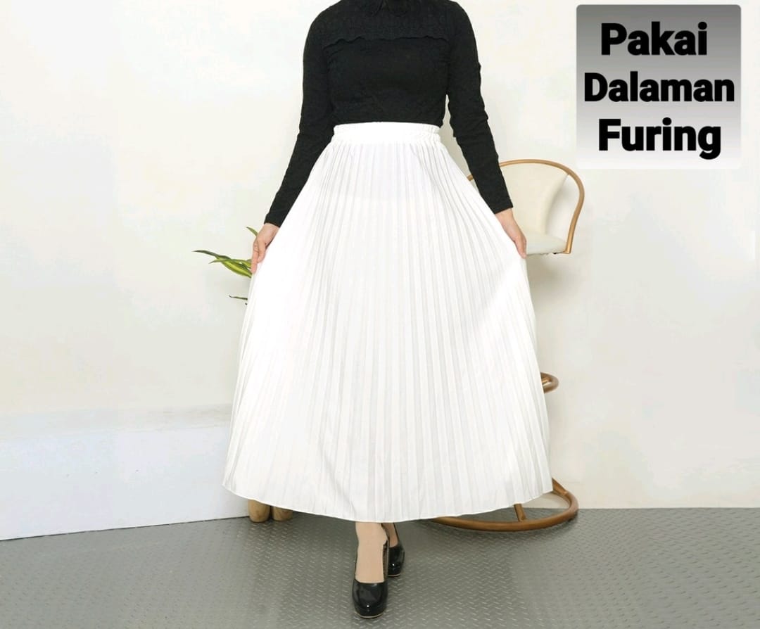 MF- FASHION ROK PLISKET PREMIUM PUTIH TULANG/BW BAHAN HYGET PREMIUM ...