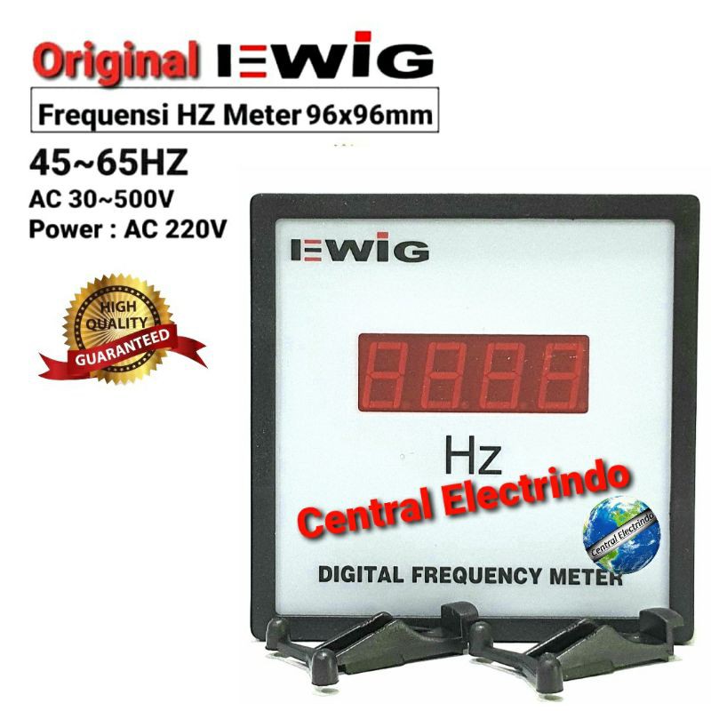 Frekuensi/Frequency HZ Meter Digital 96X96mm 45~65HZ AC 220V EWIG ...