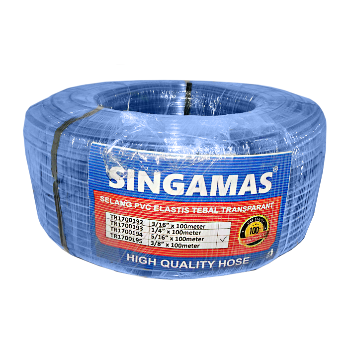 SINGAMAS Selang Air PVC Elastis Tebal Transparan 5/16 Inch x 100 Meter ...