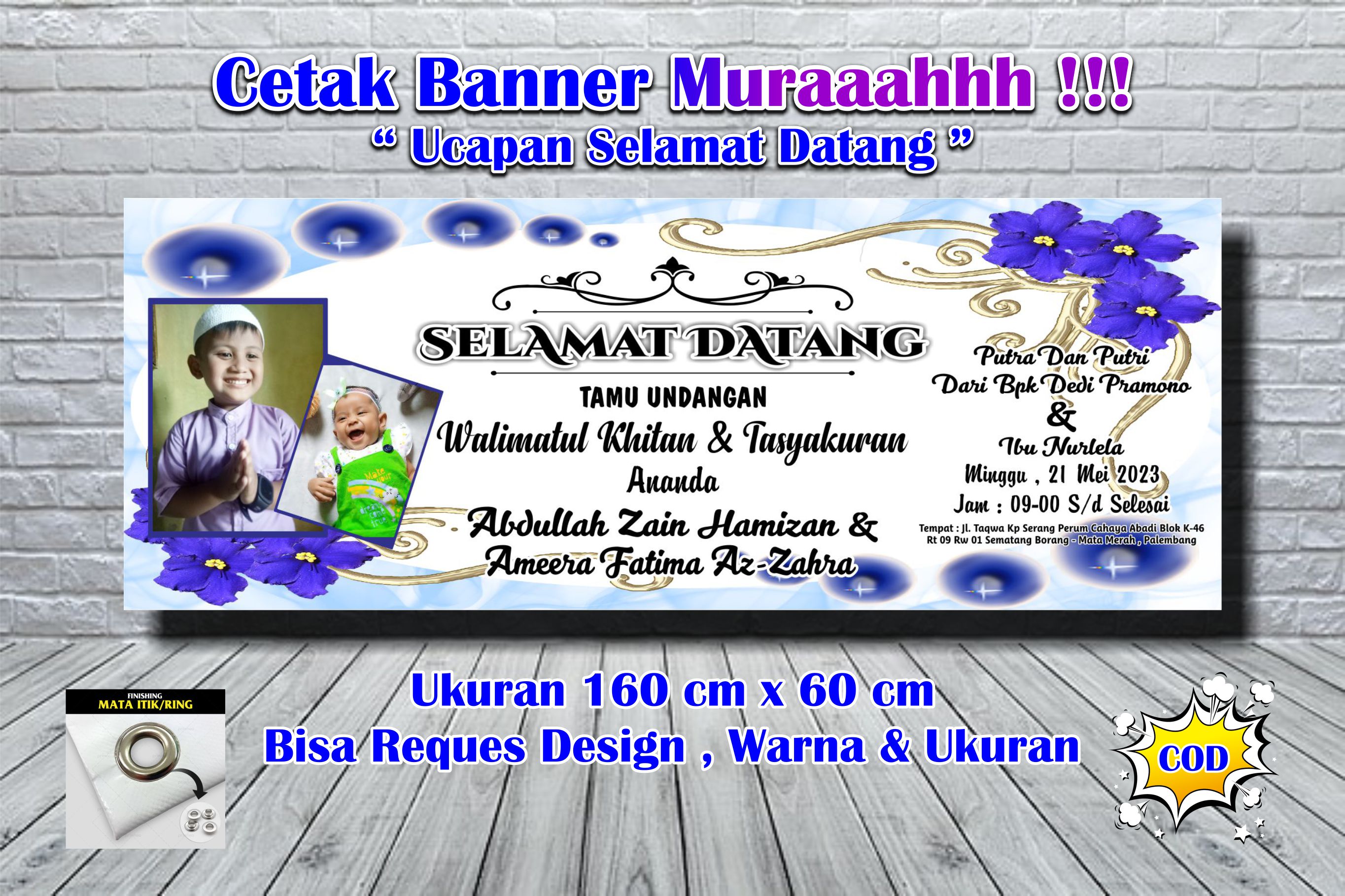 Spanduk Banner Ucapan Selamat Datang Ukuran 160 cm x 60 cm I Banner Khitanan | Lazada Indonesia
