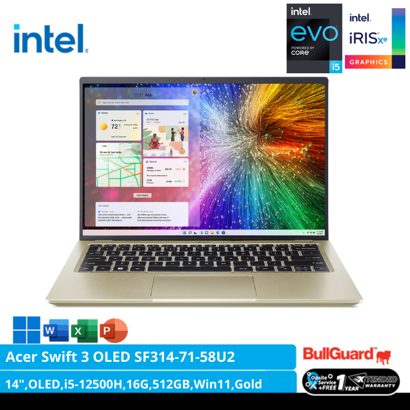 Acer Swift 3 OLED SF314-71-58U2 INTEL EVO (14" OLED/Intel Core i5-12500H/16G/512GB/Win11/Gold/NX ...