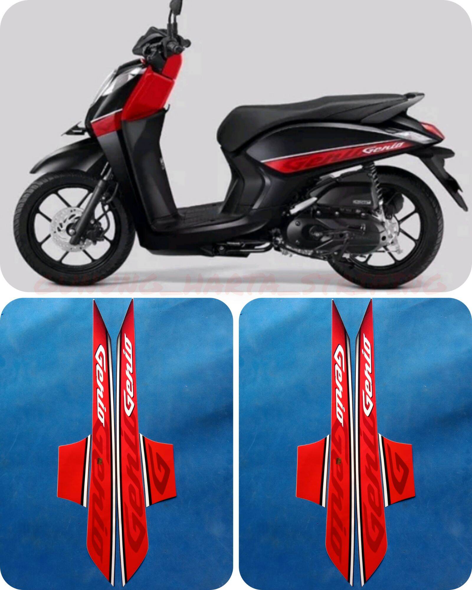 STIKER GENIO STRIPING LIS LES MOTOR SET GENIO 2018 HITAM FULL BODY ...
