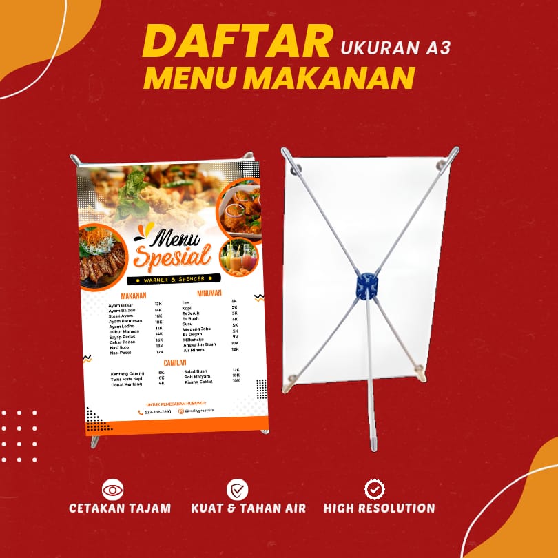Cetak Daftar Menu Makanan Minuman Cafee Request Desain Ukuran A3 ...