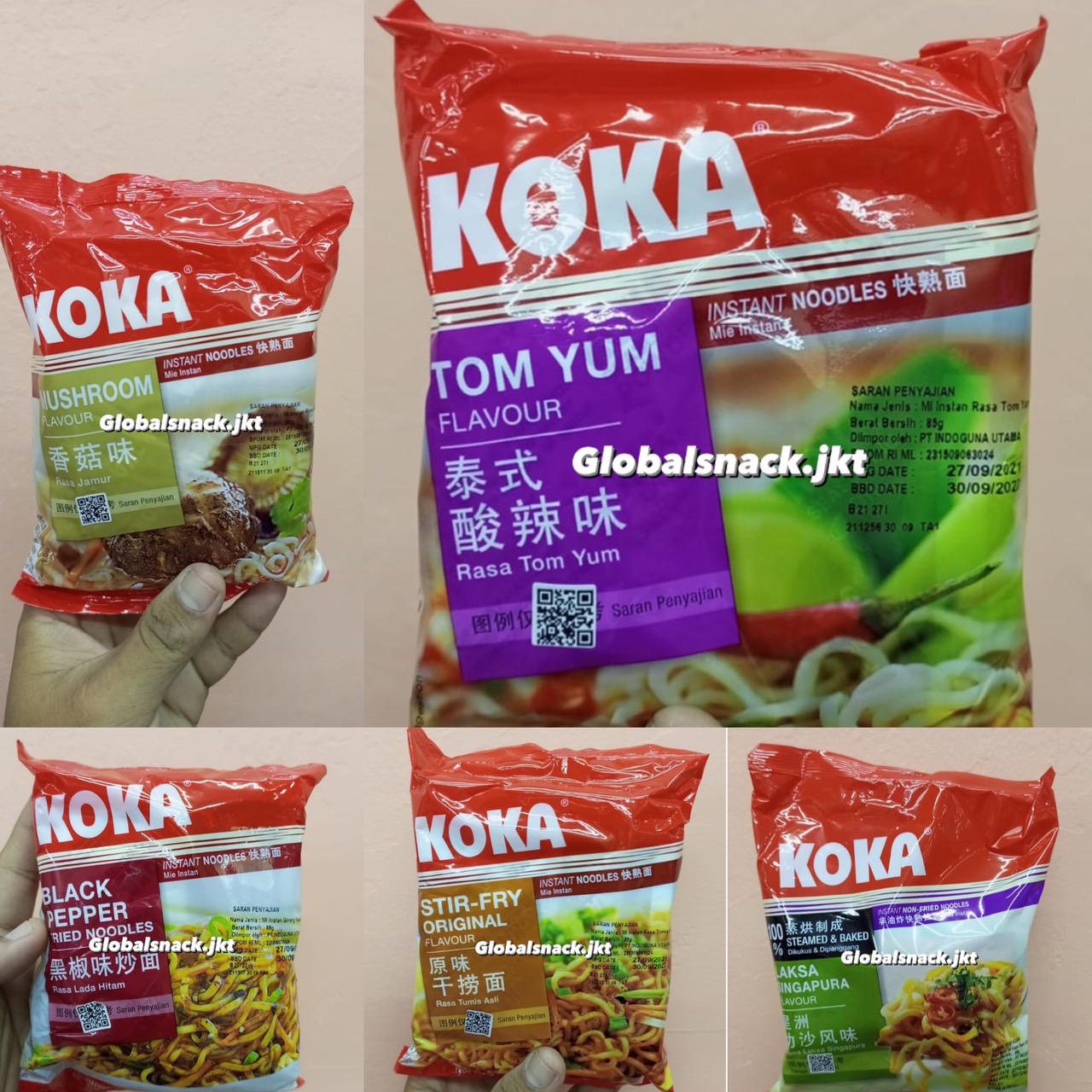 Koka Mie Instan Stir-Fry Original / Satay Chicken / Pepper Crab / Spicy ...