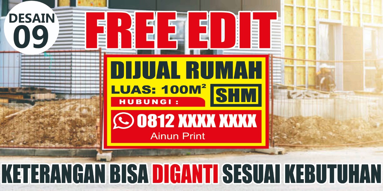FREE DESIGN Banner Spanduk Rumah / Ruko / Toko Di Jual / Di sewakan ...