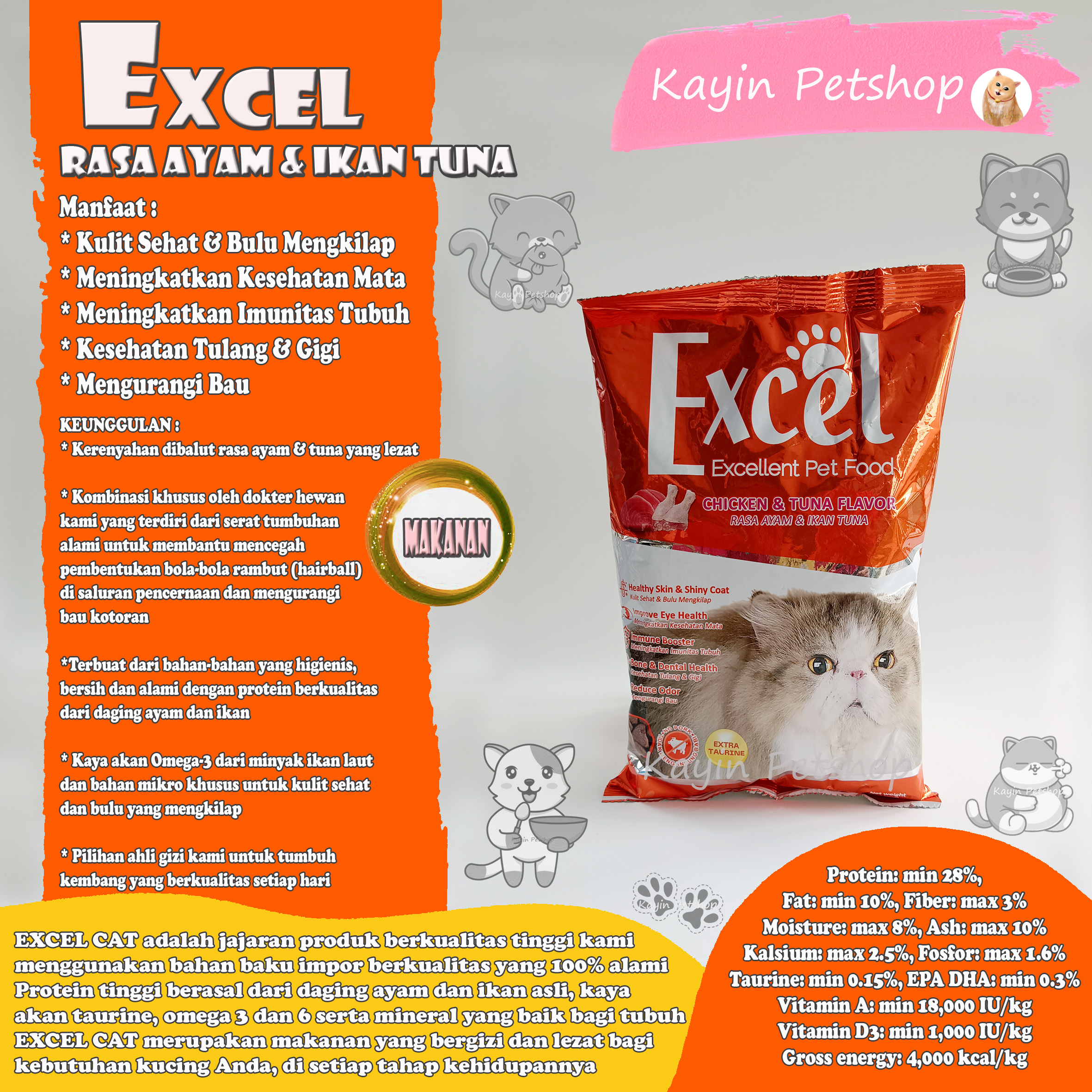 EXCEL 500gr - Rasa Ayam Dan Ikan Tuna (makanan kucing excel - excel ...