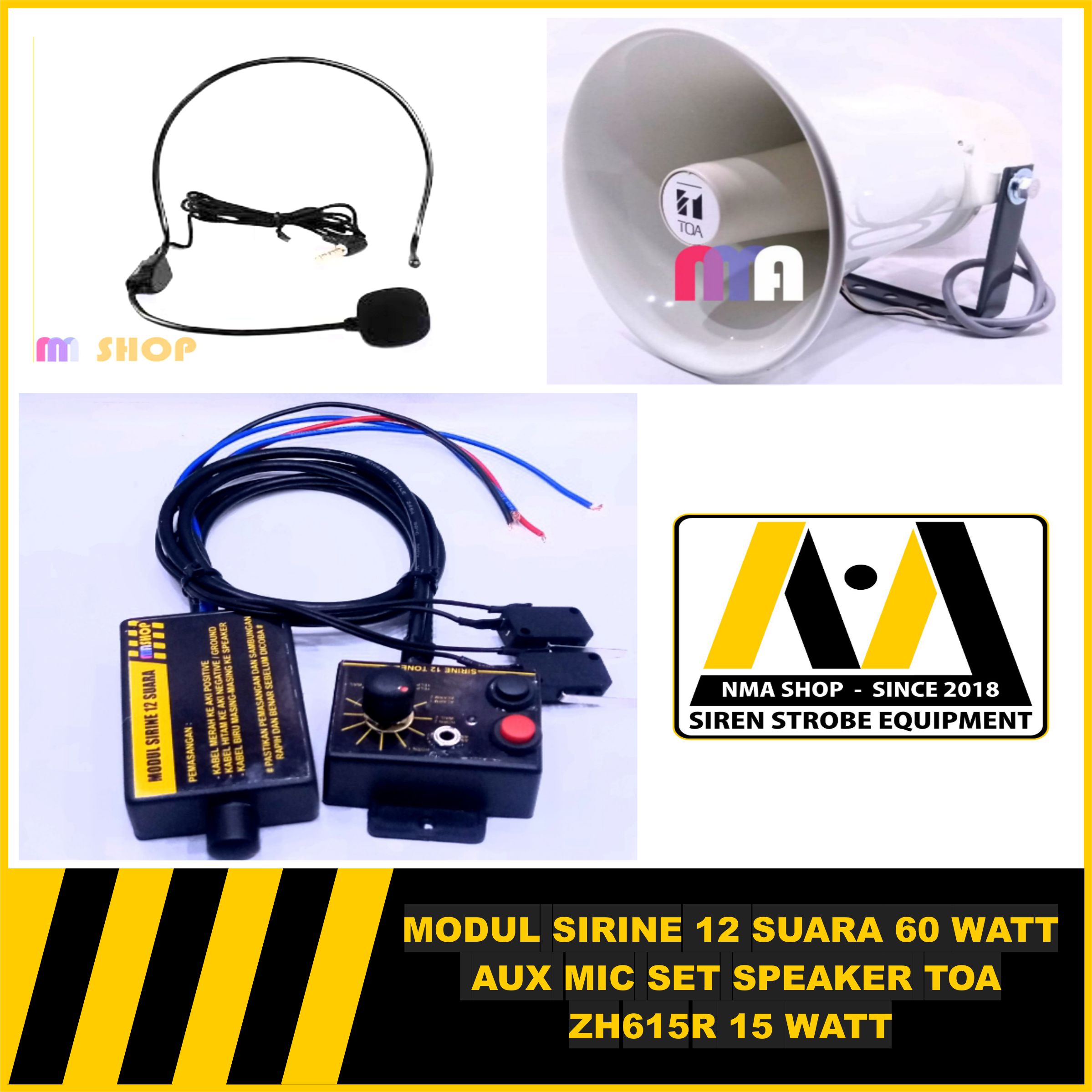 modul sirine patwal 12 suara dualtone aux mic volume 60 watt set speaker toa 15 watt | Lazada ...