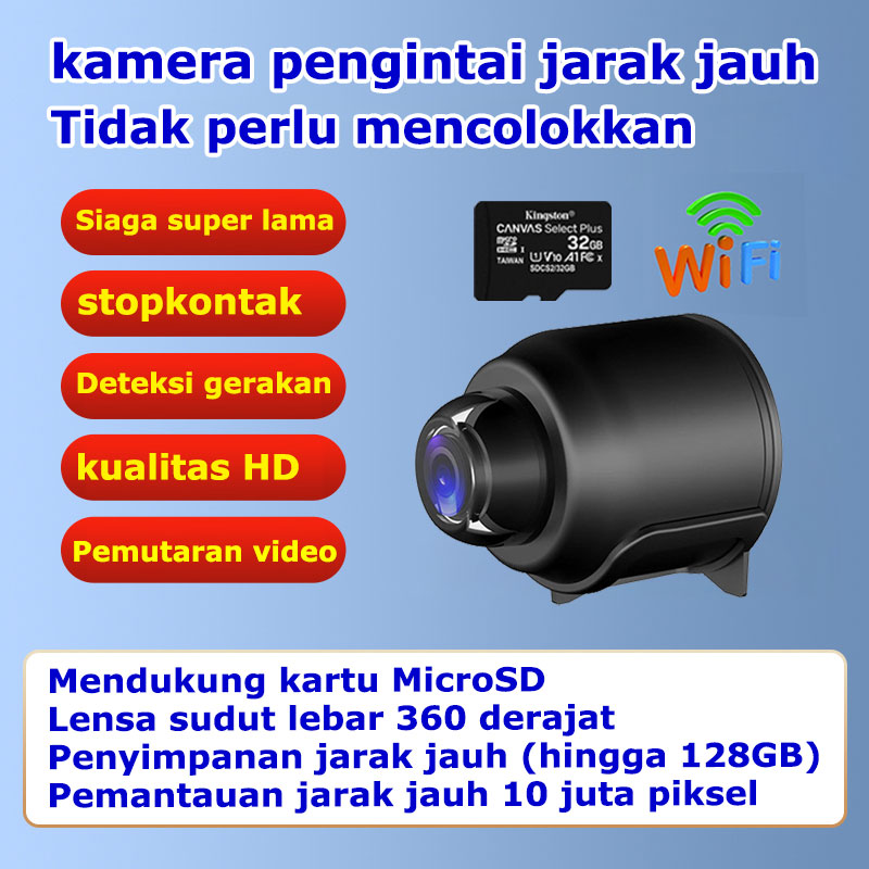 365 hari Tidak perlu mengisi daya Mini CCTV WiFi IP Camera Mini Kamera ...