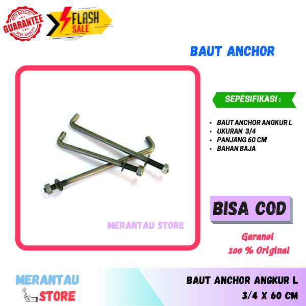 Baut & Mur Anchor Angkur L Baja Hitam Beton Diameter 3/4 X 60Cm | Lazada Indonesia