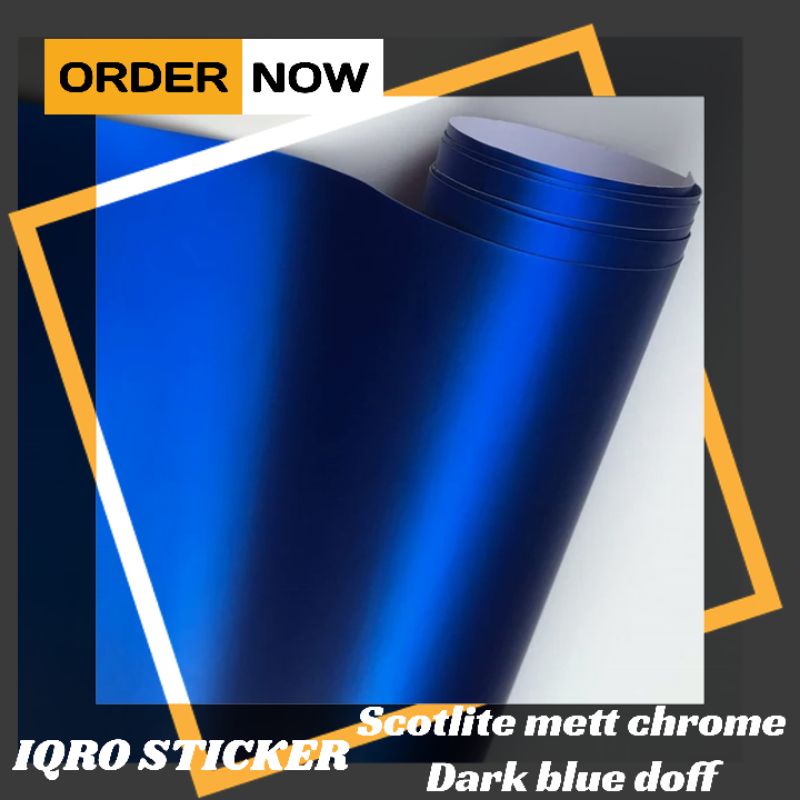 Stiker skotlet motor biru metalik krom doff Scotlite biru metalik krom ...