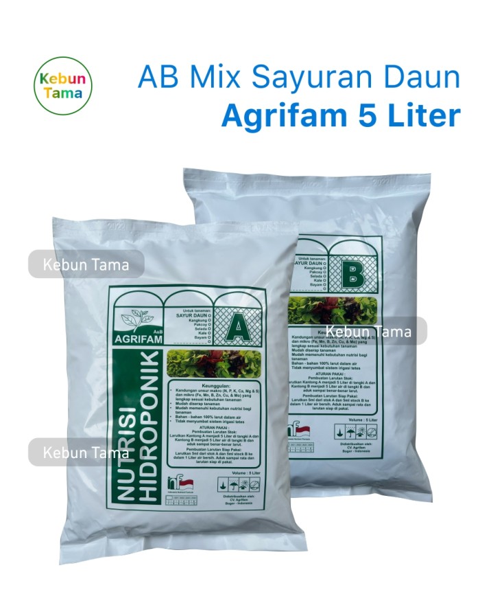 Nutrisi AB Mix Hidroponik Sayur / Sayuran Daun Agrifam 5 Liter | Lazada ...
