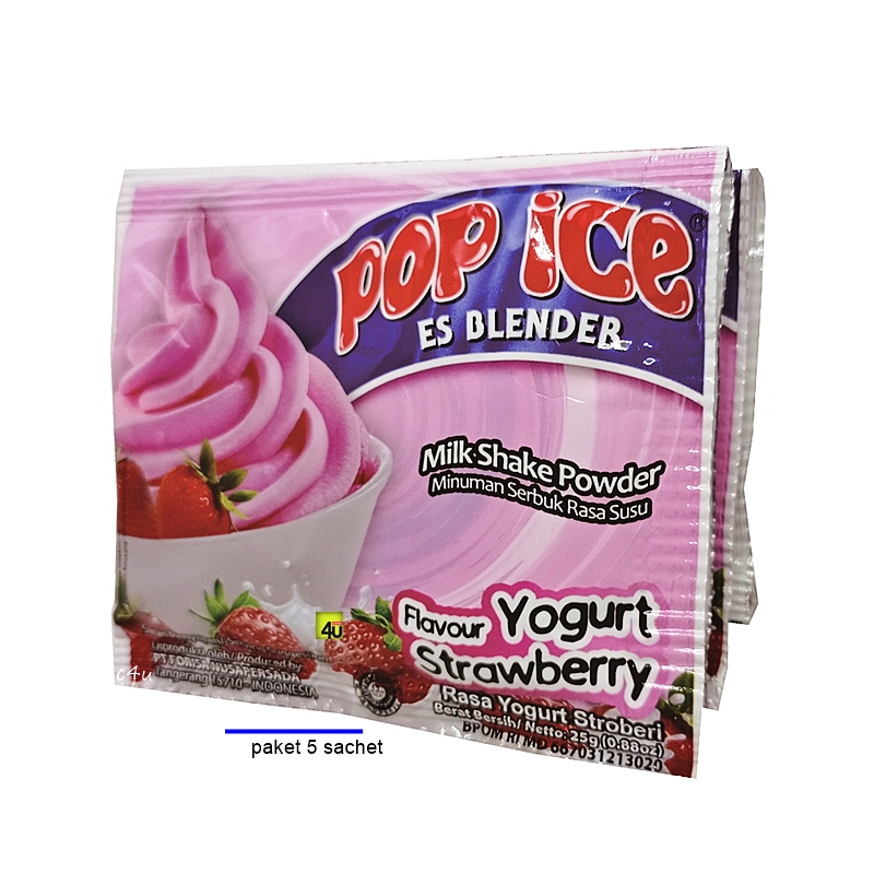 POP ICE - YOGURT STRAWBERRY Milk Shake Powder - PAKET 5 SACHET | Lazada ...