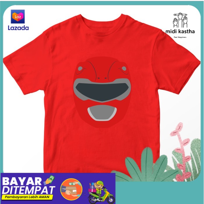 Kaos Power Rangers Anak Helm Ranger Merah Red Helmet, Umur 1-10 Tahun ...