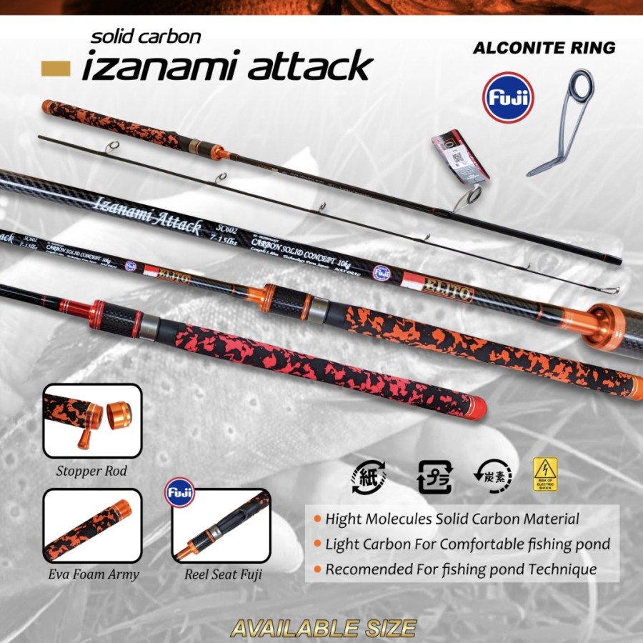 Joran pancing elito izanami attack 165 180 solid carbon fuji alconet ...