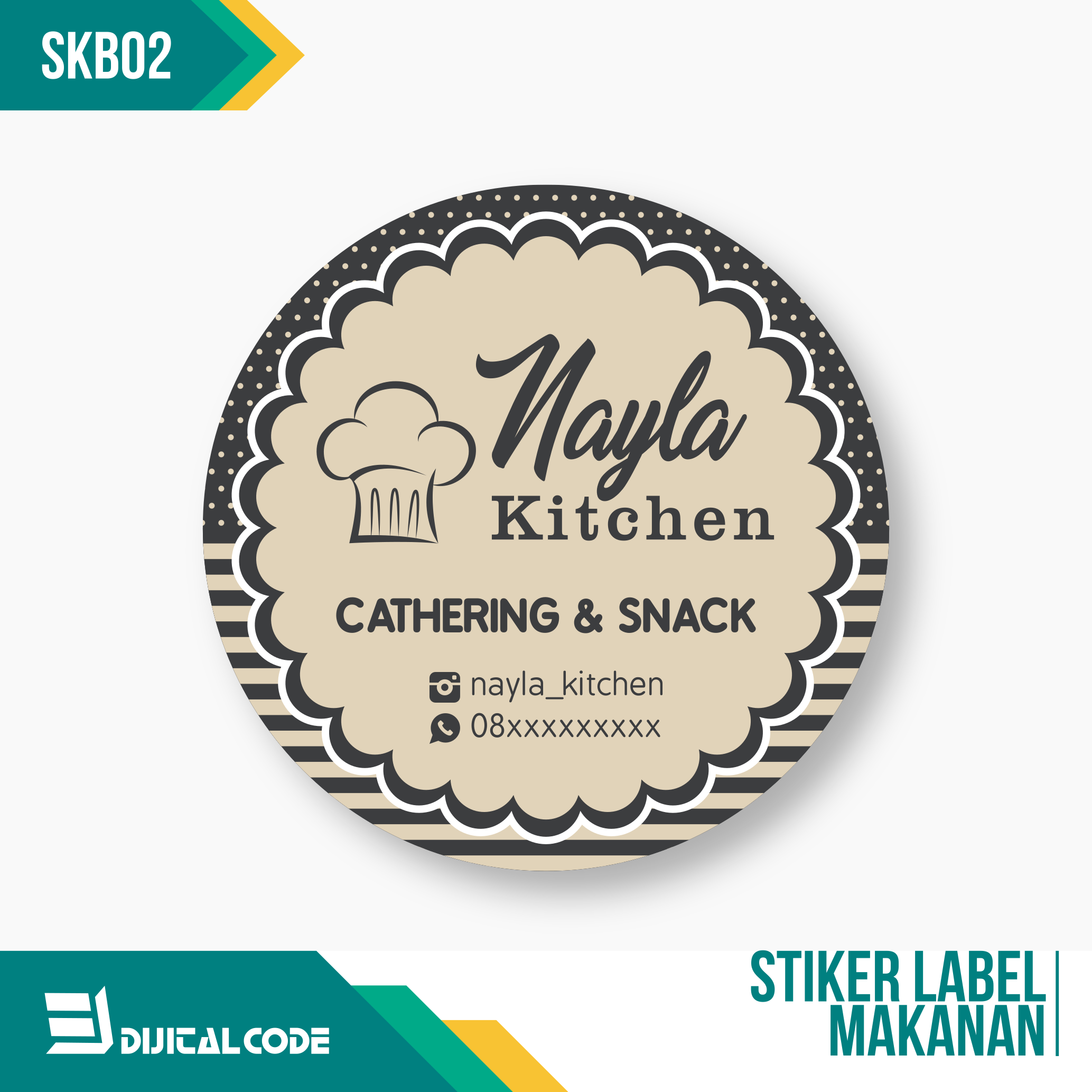 SKB02 Stiker Label Bulat Untuk Kemasan Kue Toples Bungkus Plastik ...